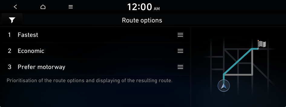 Available options may differ depending on the vehicle model and specifications.