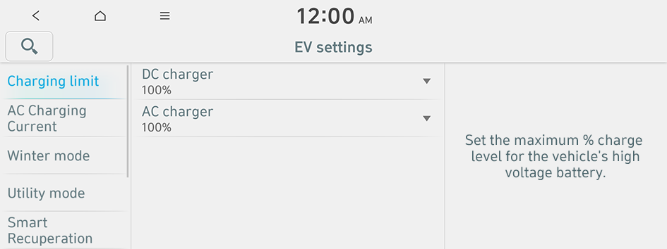 You can set the battery amount to charge.