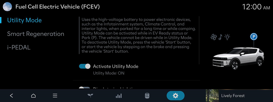 To deactivate Utility Mode, press the vehicle 'Start' button, or start the vehicle by stepping ...